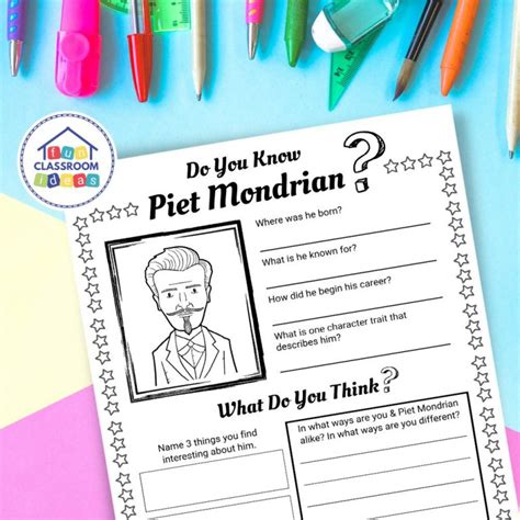 Free Piet Mondrian Worksheet Level Up Your Worksheets