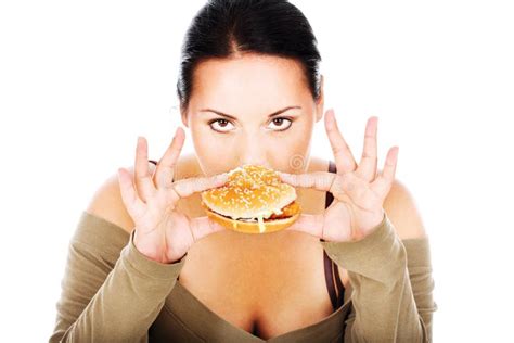 Mollig Meisje En Snel Voedsel Stock Foto Image Of Snack Gebakken