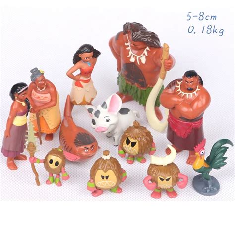 Hot Toys 12pcs Set Moana Princess Moana Maui Waialik Heihei Action
