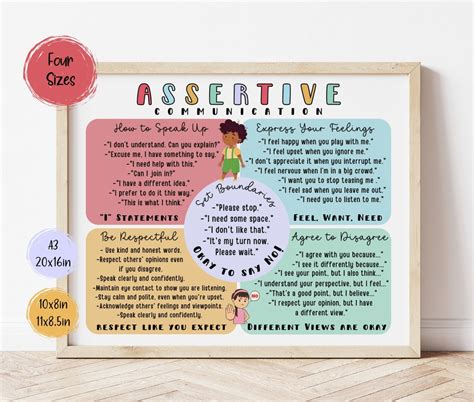 Assertive Communication Classroom Decor Print Therapy Office Decor School Counselor Office
