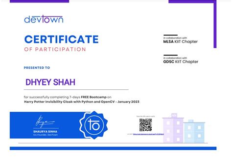 dhyey shah on linkedin python opencv devtown certification