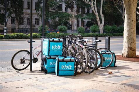 Lots Of Empty Bikes With Food Delivery Boxes Outside Editorial