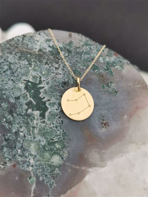Dainty 14k Solid Gold Libra Celestial Constellation Necklace Etsy