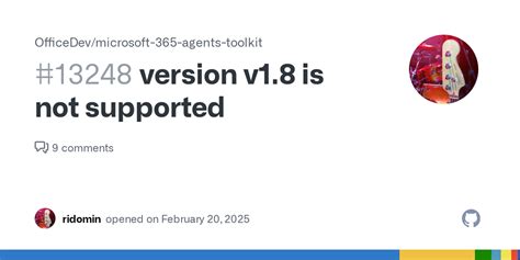 version v1 8 is not supported · issue 13248 · officedev microsoft 365