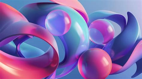 Premium Photo 3d Rendering Pink And Blue Glossy Spheres And Rings