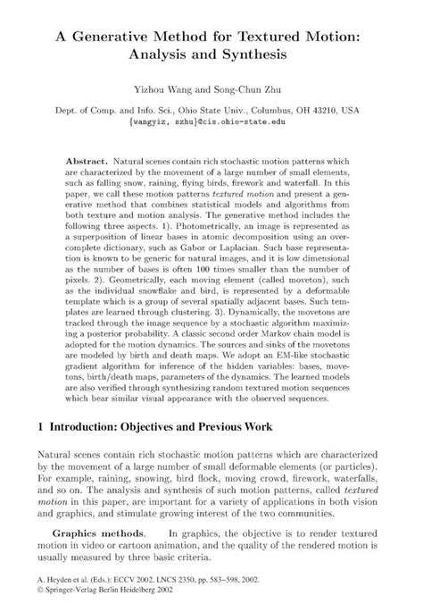 Pdf A Generative Method For Textured Motion Analysis And Synthesis Dokumentips