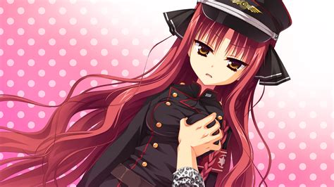 Breast Grab Dracu Riot Game Cg Hat Long Hair Military Muririn Red Hair
