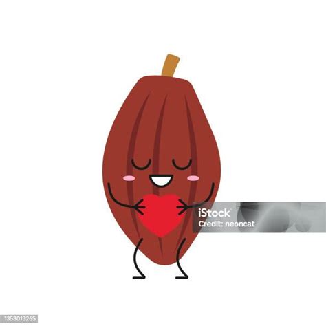 코코아 빈 귀여운 캐릭터 만화 사랑 기호 하트 좋아하는 얼굴 행복 기쁨 달콤한 감정 기호 다크 초콜릿 맛있는 디저트 아름다운