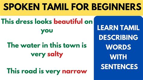 Learn Tamil Describing Words Through English Learn Tamil Through