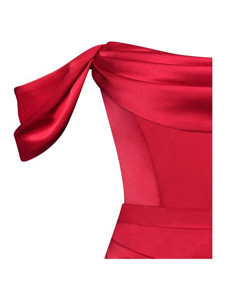 Ivona Red Halter Neck Double Duchess Satin Gown Miss Circle