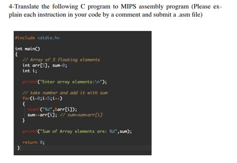 solved 4 translate the following c program to mips assembly