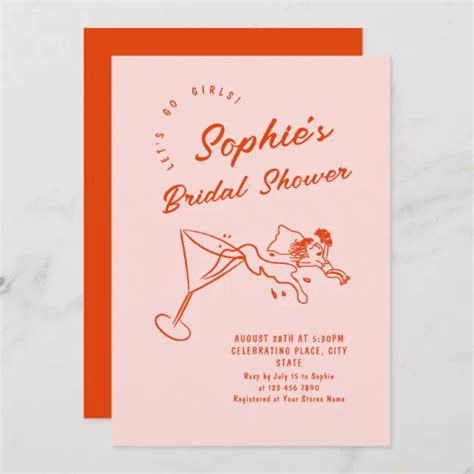 Funky Hand Drawn Scribble Retro Bridal Shower Invitation Zazzle