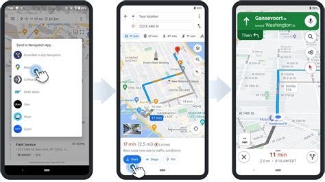 route planning android app start navigate complete routes