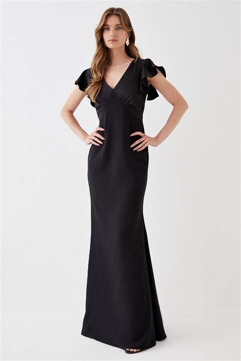 V Neck Ruffle Sleeve Maxi Dress Shopstyle