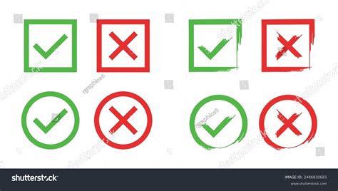 Checkmarks Crosses Red Green Web Form Stock Vector Royalty Free 2486830683 Shutterstock