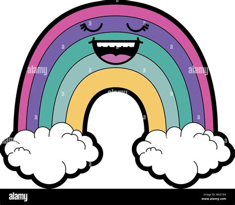 Cute Rainbow Kawaii Character Vector Illustration Design Stock Vector