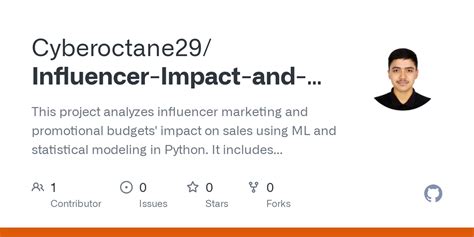 Github Cyberoctane29influencer Impact And Marketing Sales Modeling And Analysis This Project