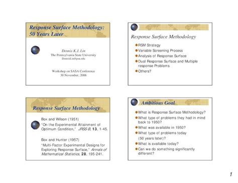Pdf Response Surface Methodology 50 Years Later Response Response Surface Methodology