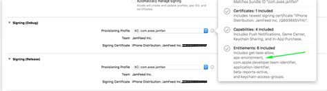 Ios Xcode 8 Says Provisioning Profile Has Aps Environment Entitlement