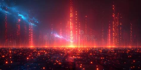 Digital Cityscape Abstract Representation Of Interconnected Data And