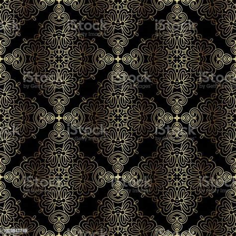 골드 우아함 3d 라인 원활한 패턴 벡터 장식 용 레이스 배경 표면 배경을 반복합니다 꽃 잎 선 모양과 아름다운 라인 아트 꽃