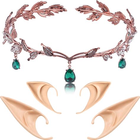 Amazon FRESHME 2 Pairs Fairy Elf Ears With Rhinestone Leaf