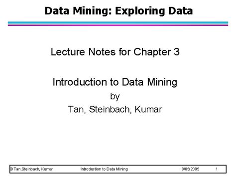 Data Mining Exploring Data Lecture Notes For Chapter