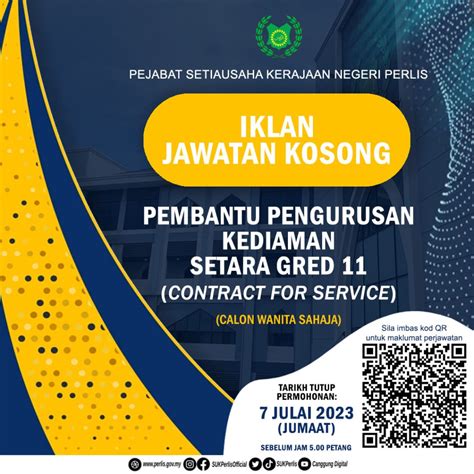 Iklan Jawatan Pejabat Setiausaha Kerajaan Negeri Perlis Suk Perlis