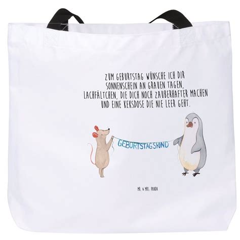 Mr And Mrs Panda Shopper Maus Pinguin Geburtstag Weiß Geschenk