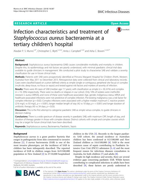 Pdf Infection Characteristics And Treatment Of Staphylococcus Aureus