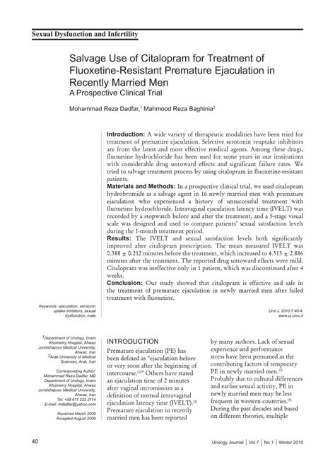 Pdf Salvage Use Of Citalopram For Treatment Of Fluoxetine Resistant