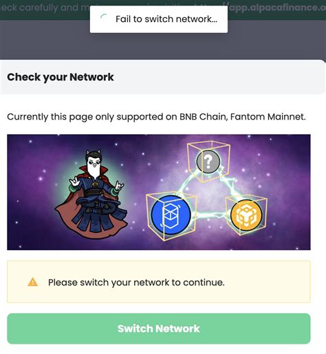 Cant Switch Networks On Alapaca Finance · Issue 2786 · Tahowallet