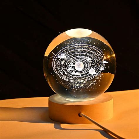 Naweida 3d Solar System Crystal Ball 2 4 Inch Engraved Universe Model