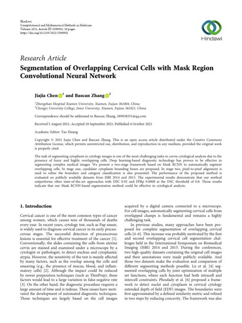 Segmentation Of Overlapping Cervical Cells Pdf
