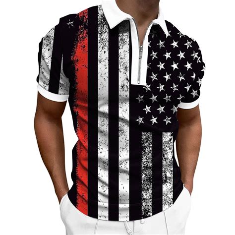 Jawafange Polo Shirts For Men American Patriotic Flag Shirt Mens Purple