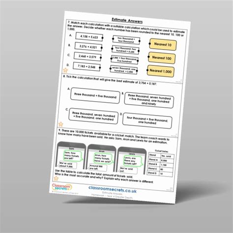 Year 4 Estimate Answers Homework Resource Classroom Secrets