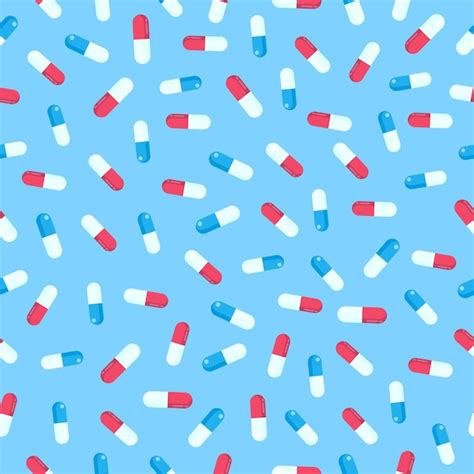 Premium Vector Seamless Pattern With Pills Capsules Chaotic Version