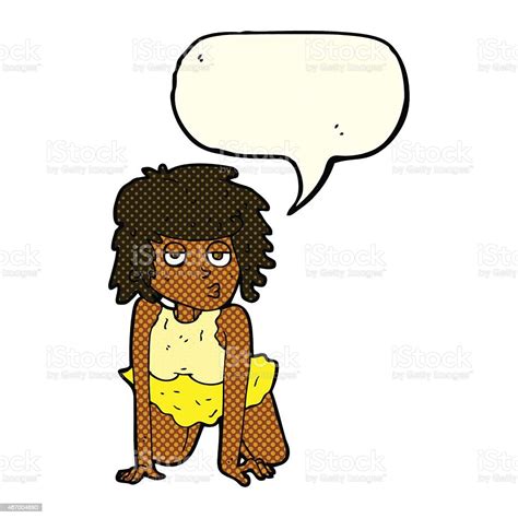 Cartoon Woman Doing Pinup Pose With Speech Bubble Stock Illustration