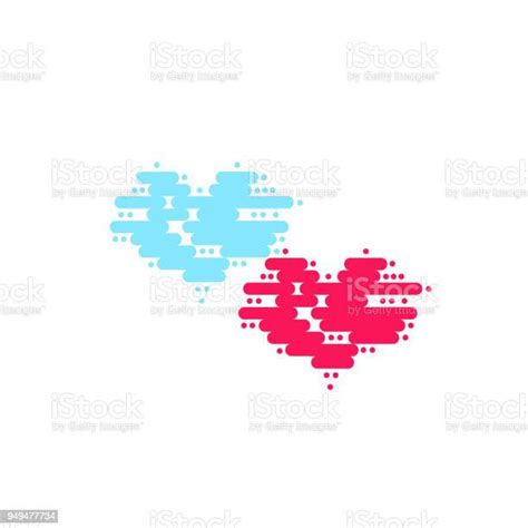 떠 있는 구름의 두 마음입니다 심장 아이콘 현대 최소한의 평면 디자인 스타일입니다 벡터 일러스트 레이 션 흰색 배경 사랑 상징에 고립 개념에 대한 스톡 벡터 아트 및 기타