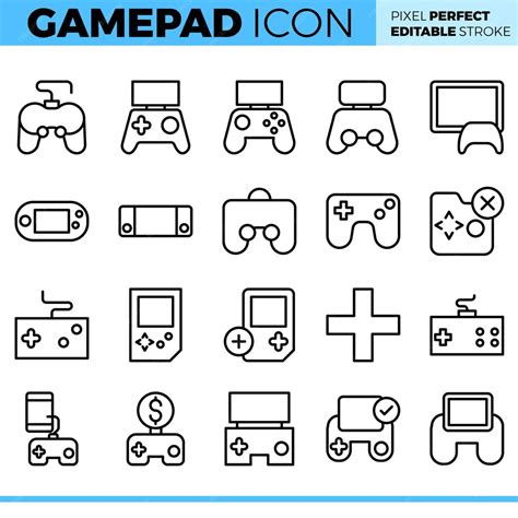 Conjunto De ícones Do Gamepad Vetorial Vetor Premium