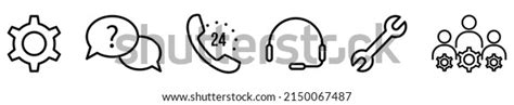 Technical Support Line Icons Vector Illustration Stock Vector Royalty