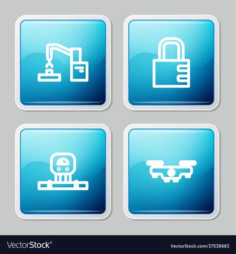 Set Line Robotic Robot Arm Hand Factory Safe Vector Image
