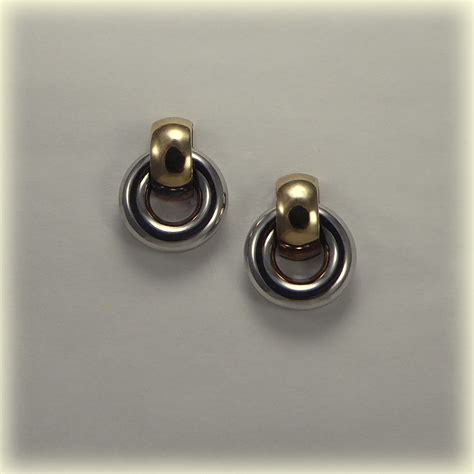 9ct Two Colour Gold Circle Stud Earrings Mr Allan Jewellers
