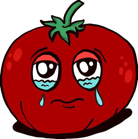 Crying Tomato Illustration Vector On White Background 13518537