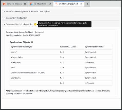 Interaction Connect Genesys Cloud Configuration Status