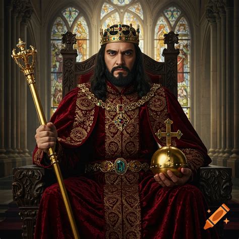 King With A Crown Black Sideburns And Black Hair On Craiyon