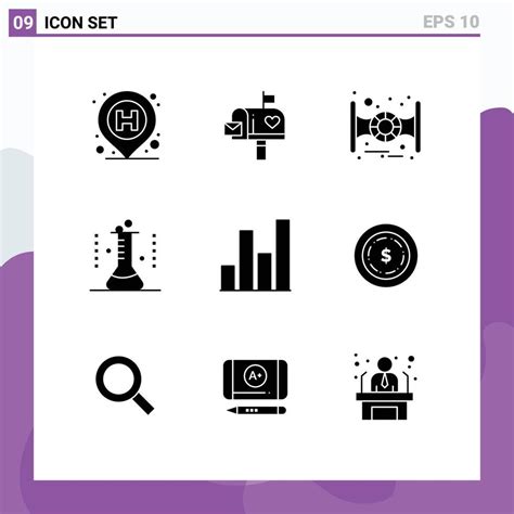9 User Interface Solid Glyph Pack Of Modern Signs And Symbols Of