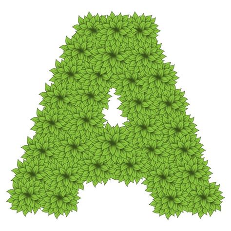 緑の葉の文字 A Premiumベクトル素材