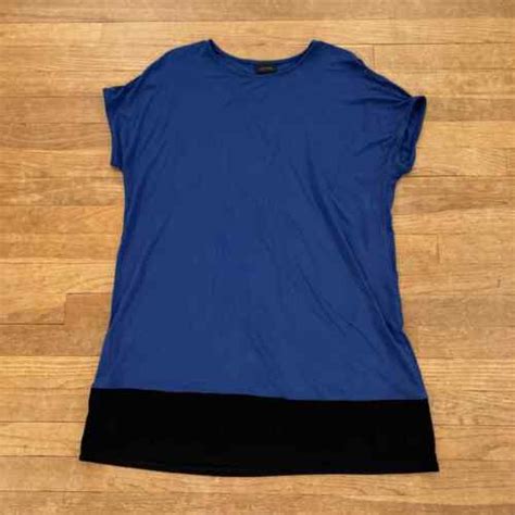 J Jill Dark Blue Black Cap Sleeve Mini T Shirt Dress Size Large L B9
