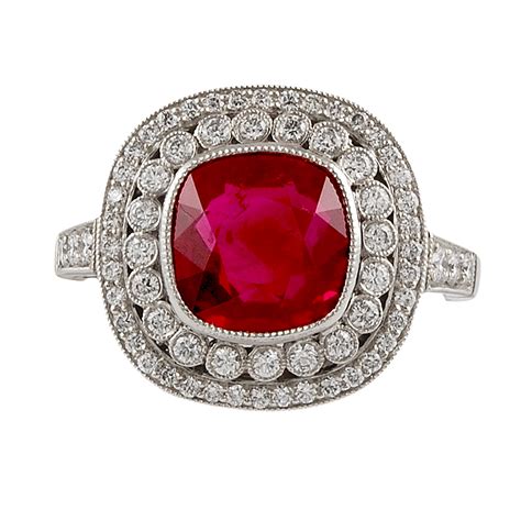 Platinum 3 00ct Ruby And Diamond Ring Available For Immediate Sale At